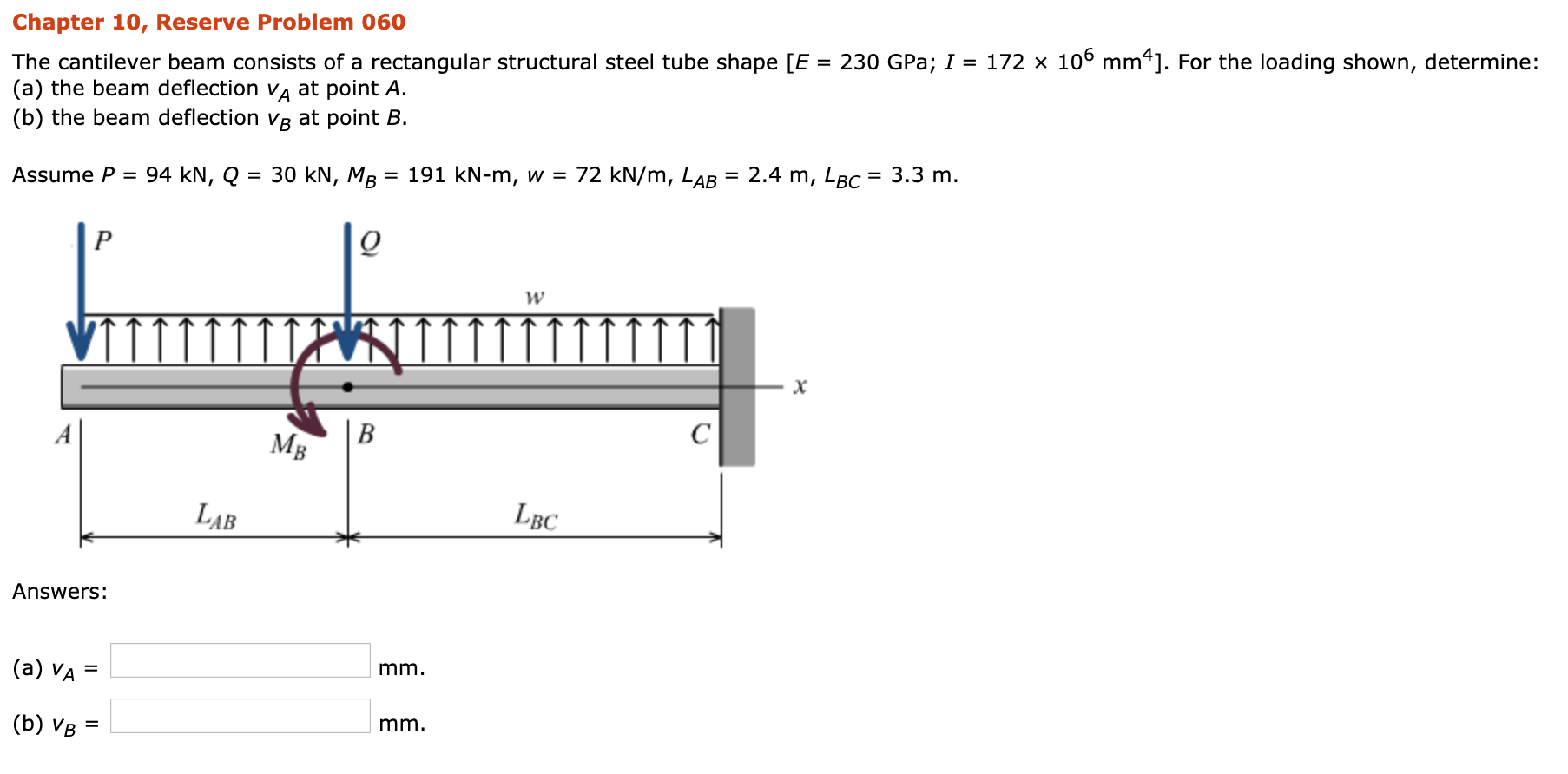 Solved Chapter 10, Reserve Problem 060 The cantilever beam | Chegg.com