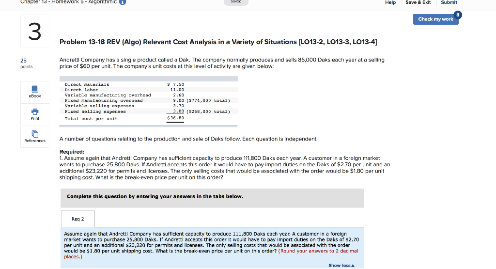 Solved Chapter 13 - Homework 5 - Algorithmic i Saved Help | Chegg.com