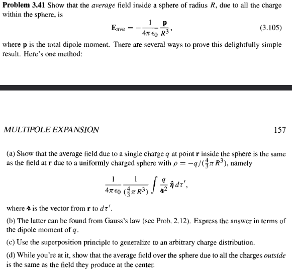 Solved Show that the average field inside a sphere of radius | Chegg.com