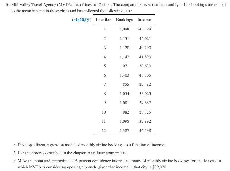 Solved 10. Mid-Valley Travel Agency (MVTA) has offices in 12 | Chegg.com