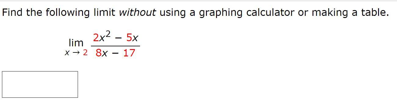 Solved Find the following limit without using a graphing | Chegg.com