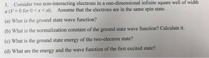 Solved 1. Consider two non-interacting electrons in a | Chegg.com