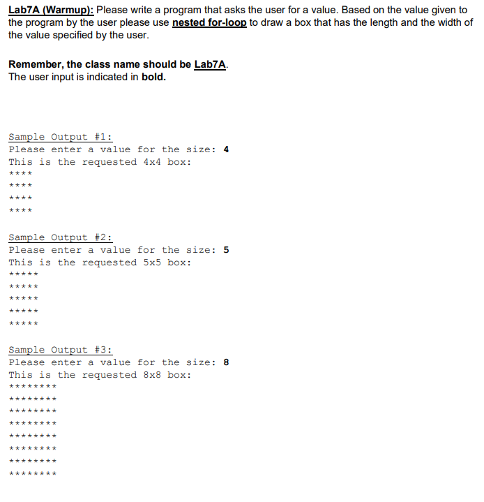 Solved Lab7A (Warmup): Please write a program that asks the | Chegg.com