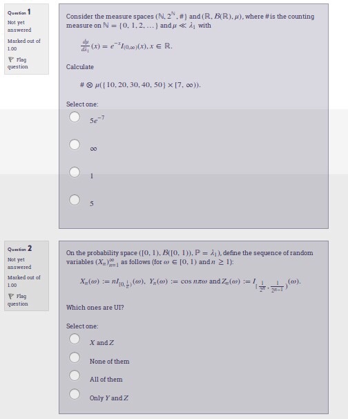 Solved Quantian Not yet Consider the measure spaces ( RI, | Chegg.com