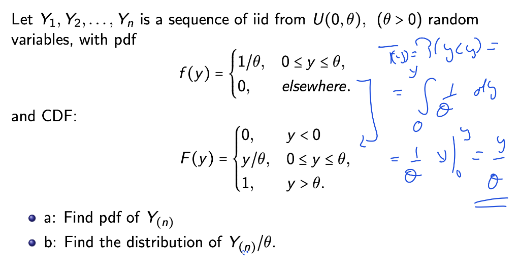 Solved Let Y1,Y2,…,Yn is a sequence of iid from U(0,θ),(θ>0) | Chegg.com