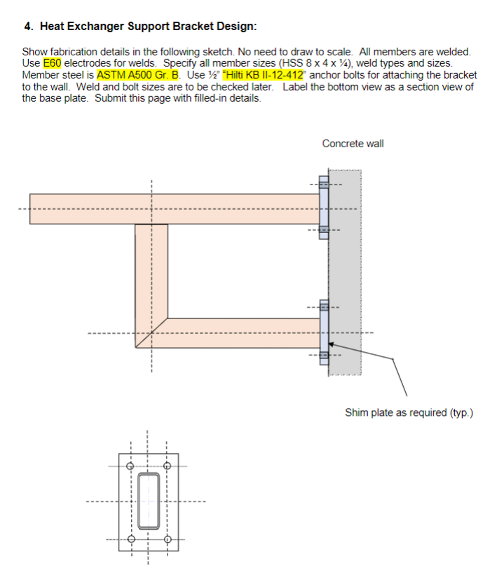 4. Heat Exchanger Support Bracket Design Show | Chegg.com