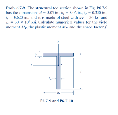 Solved Proh. 6.7-9. The structural tee section shown in Fig. | Chegg.com