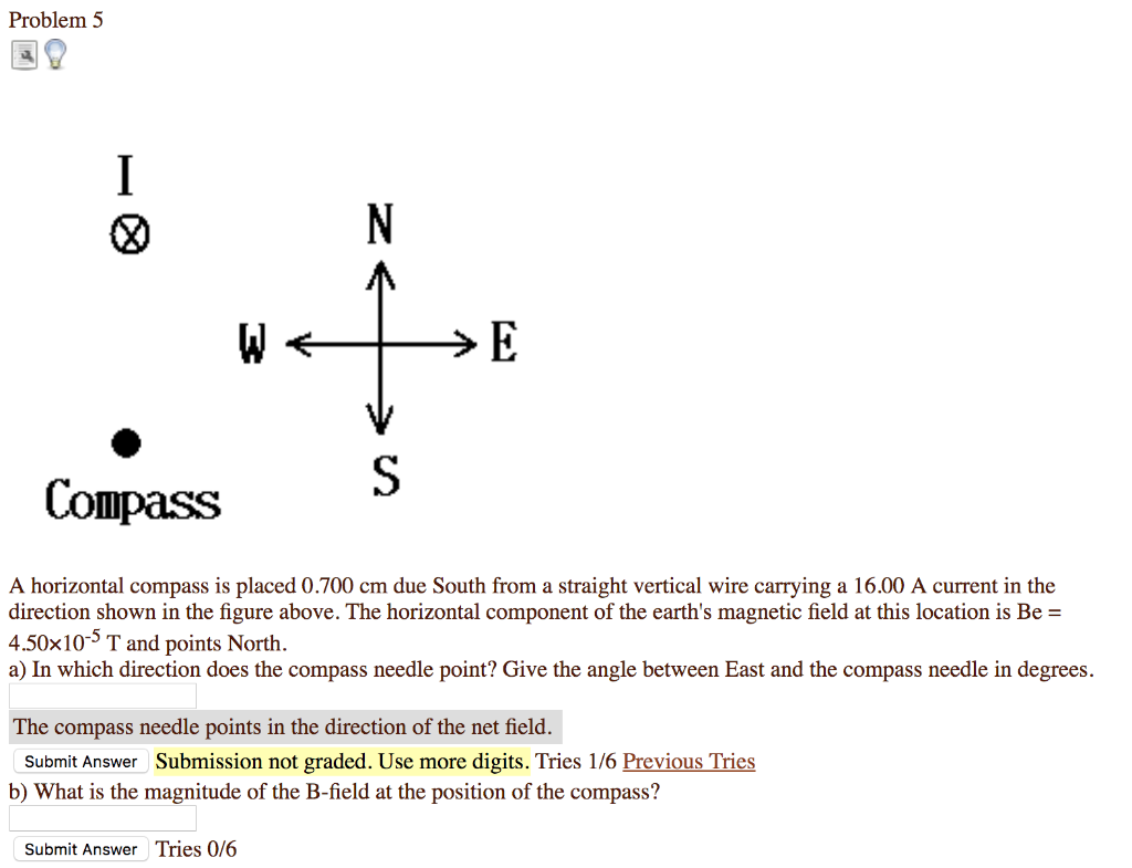 Solved Problem 5 Compass A horizontal compass is placed | Chegg.com