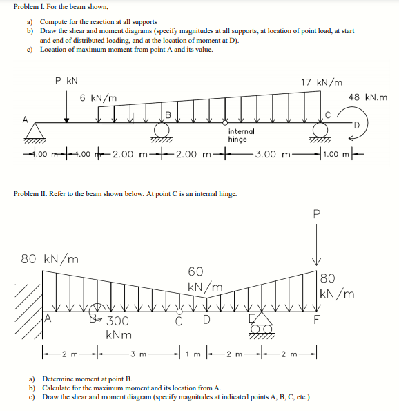 Solved Problem l. For the beam shown, a) Compute for the | Chegg.com