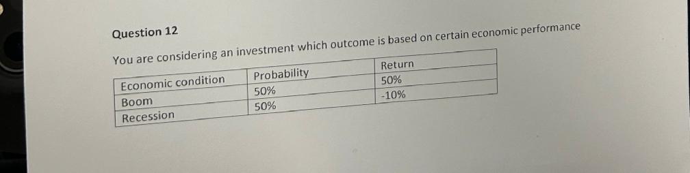 Solved Question 12a) Calculate expected return and standard | Chegg.com