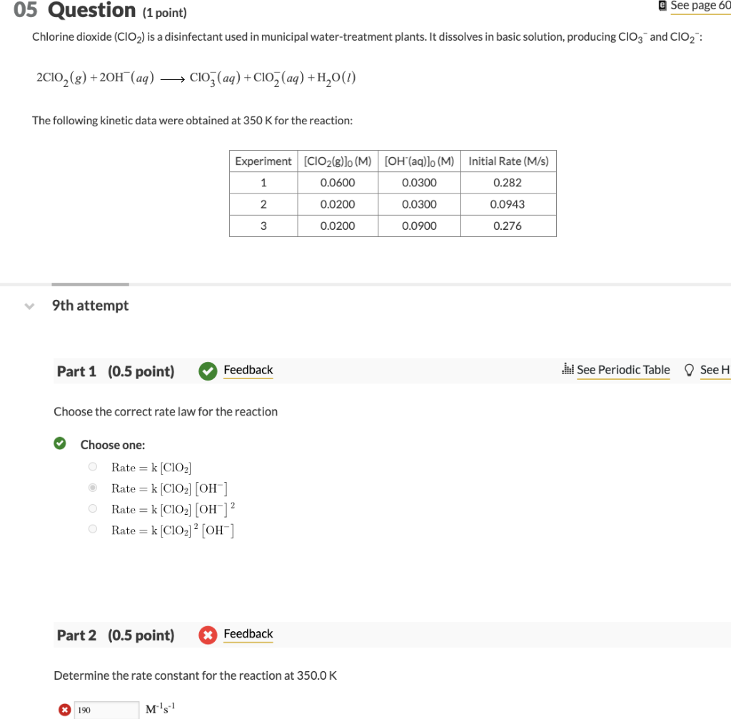 Solved 05 Questlon (1 point) Chlorine dioxide (ClO2) is a | Chegg.com