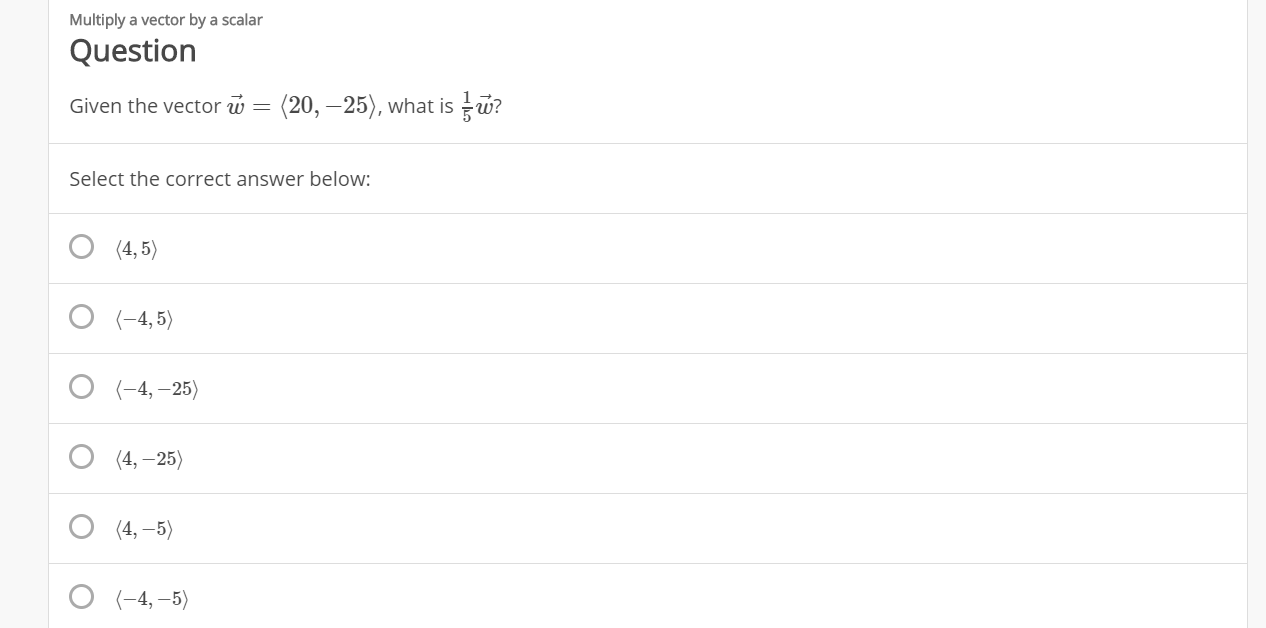 Solved Multiply a vector by a scalar Question Given the | Chegg.com