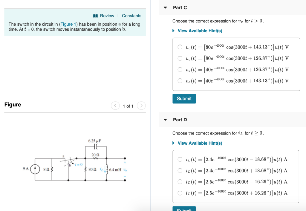 Solved Part C Review Constants Choose the correct expression | Chegg.com