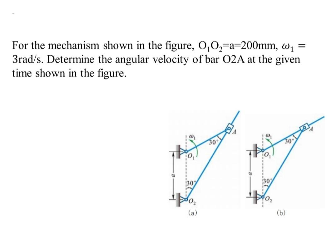 Solved For the mechanism shown in the figure, 0,02=a=200mm, | Chegg.com