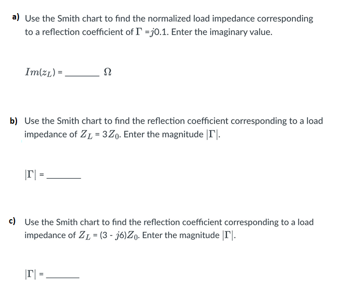 Solved a) Use the Smith chart to find the normalized load | Chegg.com
