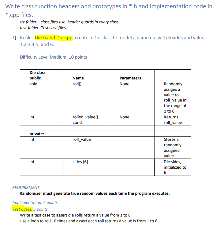 Solved Write class function headers and prototypes in *.h | Chegg.com