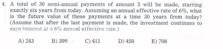 Solved 4. A total of 30 semi-annual payments of amount 5 | Chegg.com