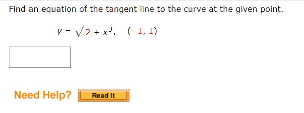 Solved Find an equation of the tangent line to the curve at | Chegg.com