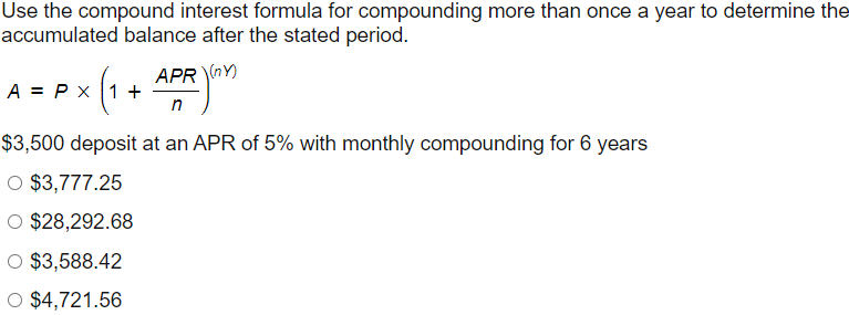 Solved Use the compound interest formula for compounding | Chegg.com