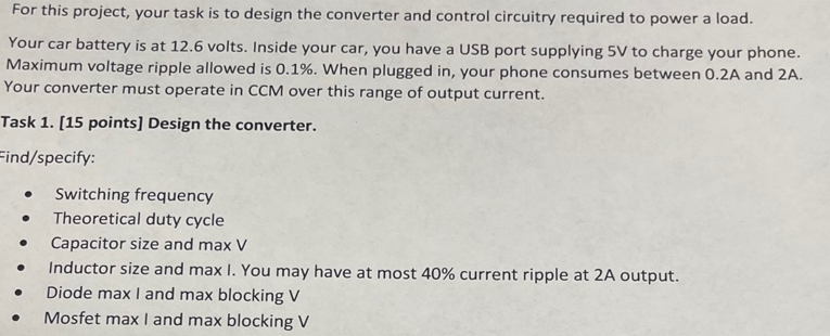 Solved For this project, your task is to design the | Chegg.com