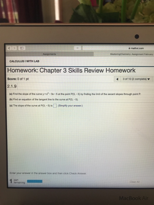 Solved mathxl.com CALCULUS I WITH LAB Homework: Chapter 3 | Chegg.com