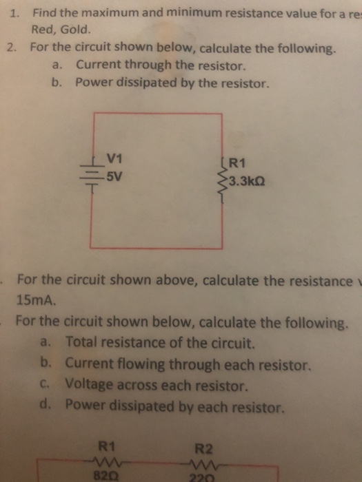 Solved Find the maximum and minimum resistance value for a | Chegg.com