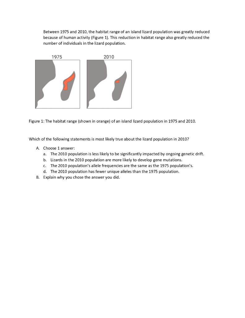 Solved Between 1975 And 2010 The Habitat Range Of An Island