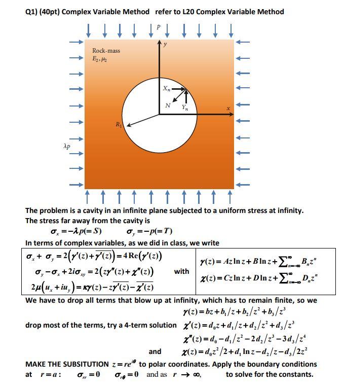 Q1) (40pt) Complex Variable Method refer to L20 | Chegg.com