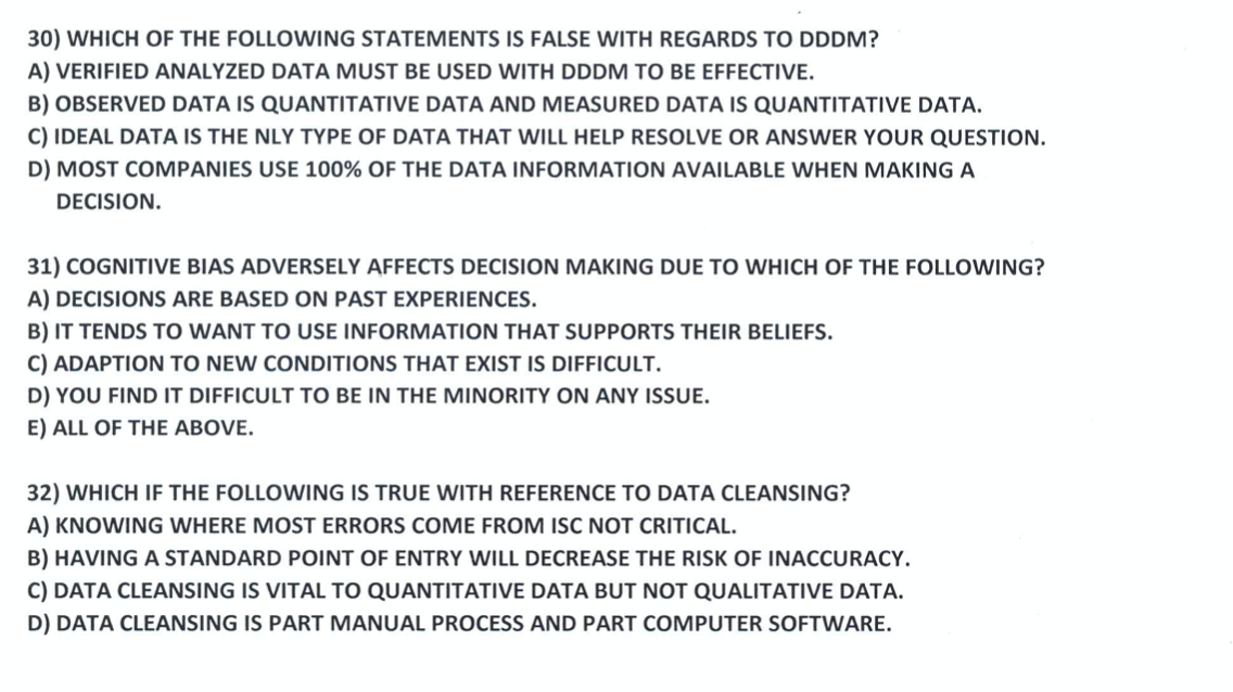 Solved 30) WHICH OF THE FOLLOWING STATEMENTS IS FALSE WITH | Chegg.com