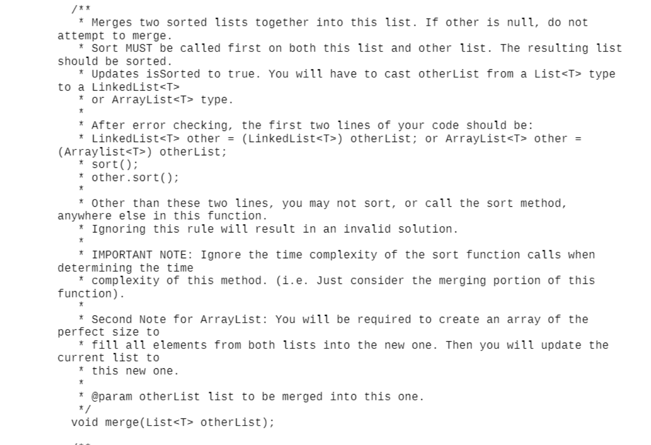 Merges two sorted lists together into this list. If | Chegg.com