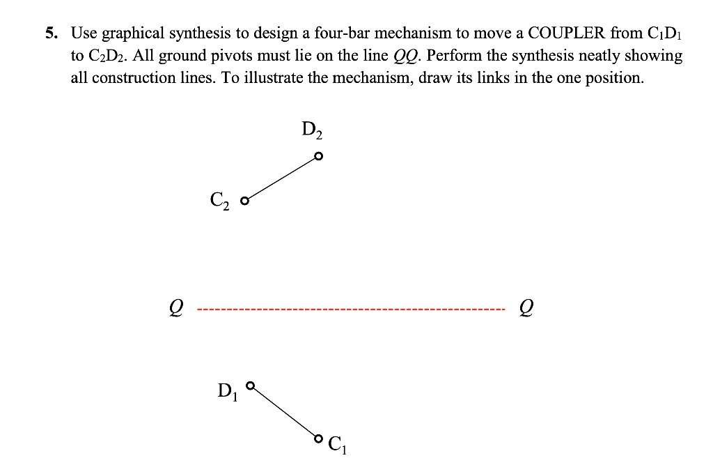 Solved 5. Use graphical synthesis to design a four-bar | Chegg.com