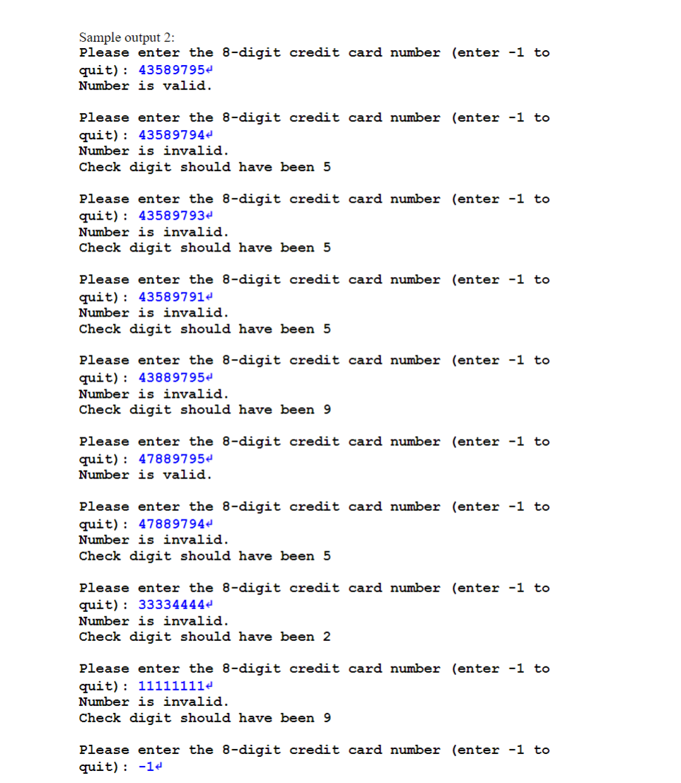 Solved Write a program that performs Credit Card Number | Chegg.com