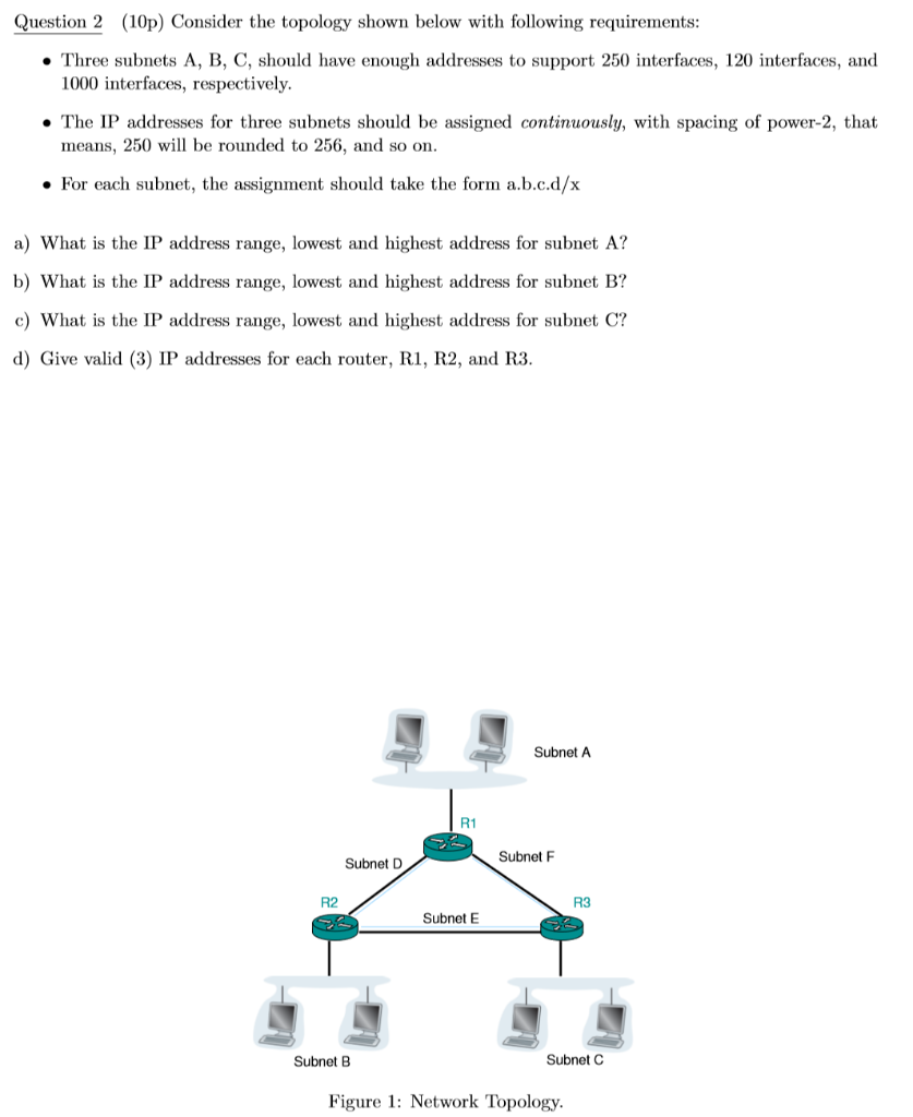 (Solved) : Question 2 10p Consider Topology Shown Following ... (Solved) : Question 2 10p Consider Topology Shown Following ...
