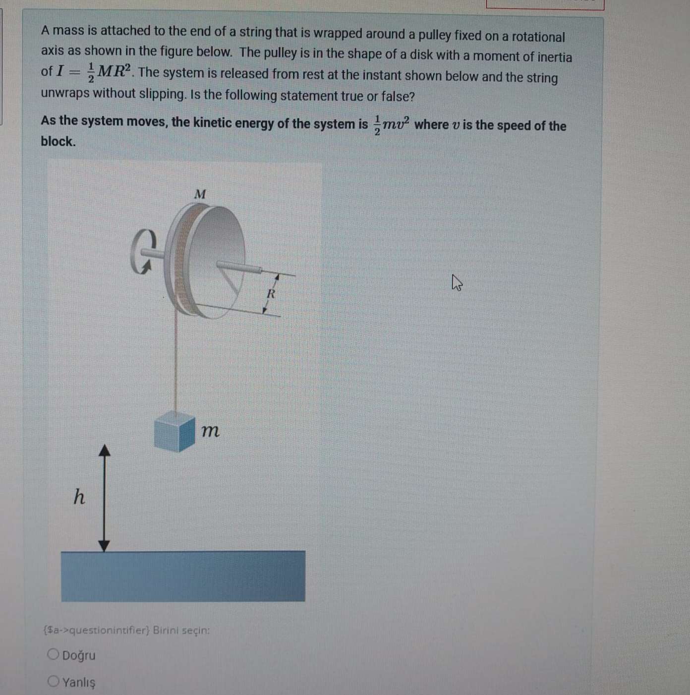 Solved A mass is attached to the end of a string that is | Chegg.com