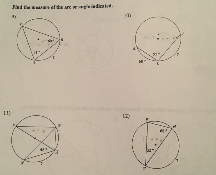 Solved Find the measure of the arc or angle indicated. 9) | Chegg.com