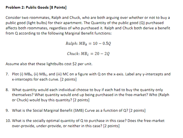 Solved Problem 2: Public Goods [8 ﻿Points]Consider two | Chegg.com