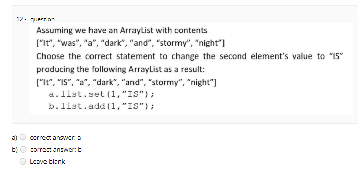 Solved 12 Question Assuming We Have An Arraylist With 