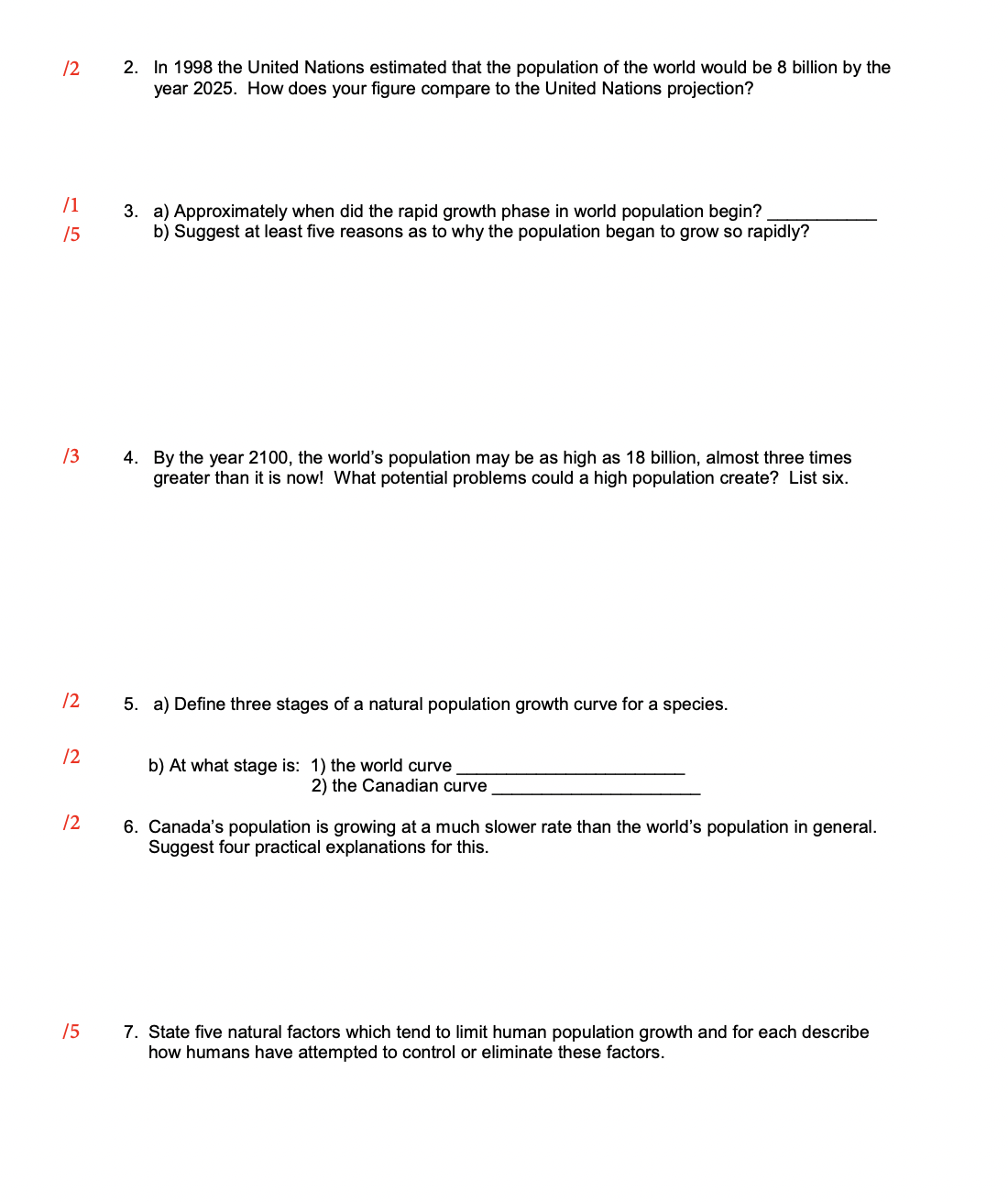 Solved SBI 4U - Unit 5 Lab Assignment - Human Population Lab | Chegg.com