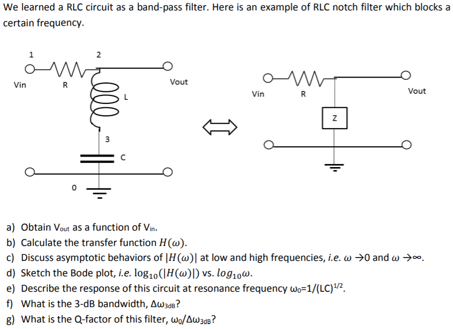 Solved We learned a RLC circuit as a band-pass filter. Here | Chegg.com