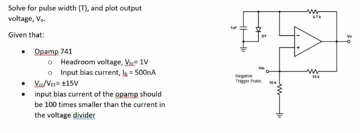 Solved Solve for pulse width (T), and plot output voltage, | Chegg.com