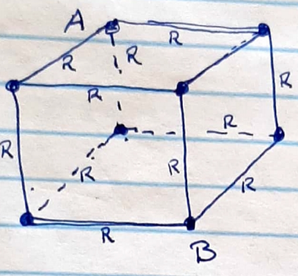 Solved In the figure the edges of the cube are resistors, | Chegg.com