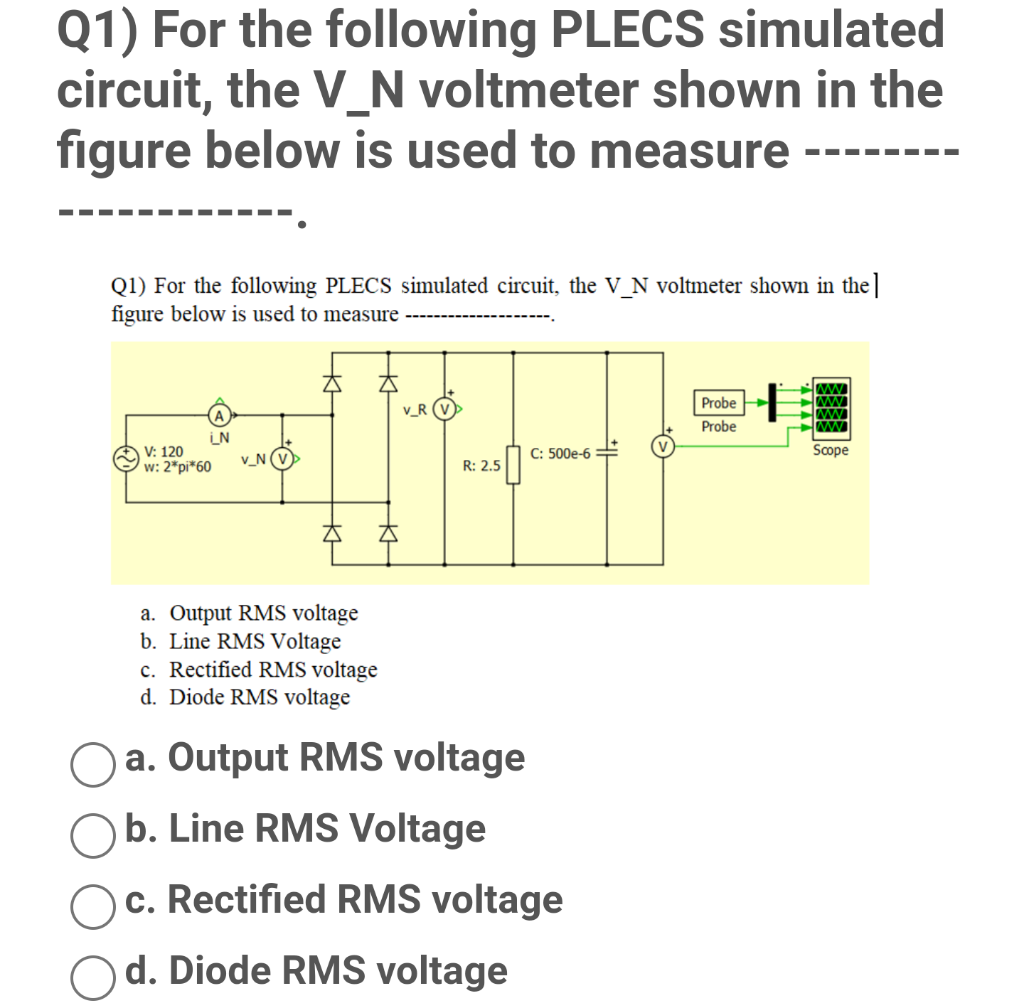 Solved Q1) For the following PLECS simulated circuit, the | Chegg.com