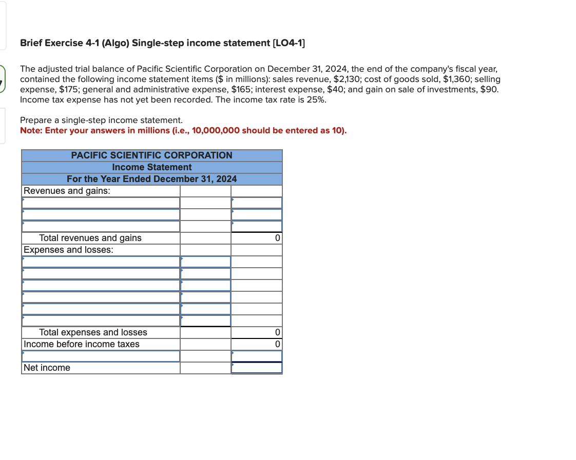 Solved Brief Exercise 4-1 (Algo) Single-step income | Chegg.com Solved Brief Exercise 4-1 (Algo) Single-step income | Chegg.com