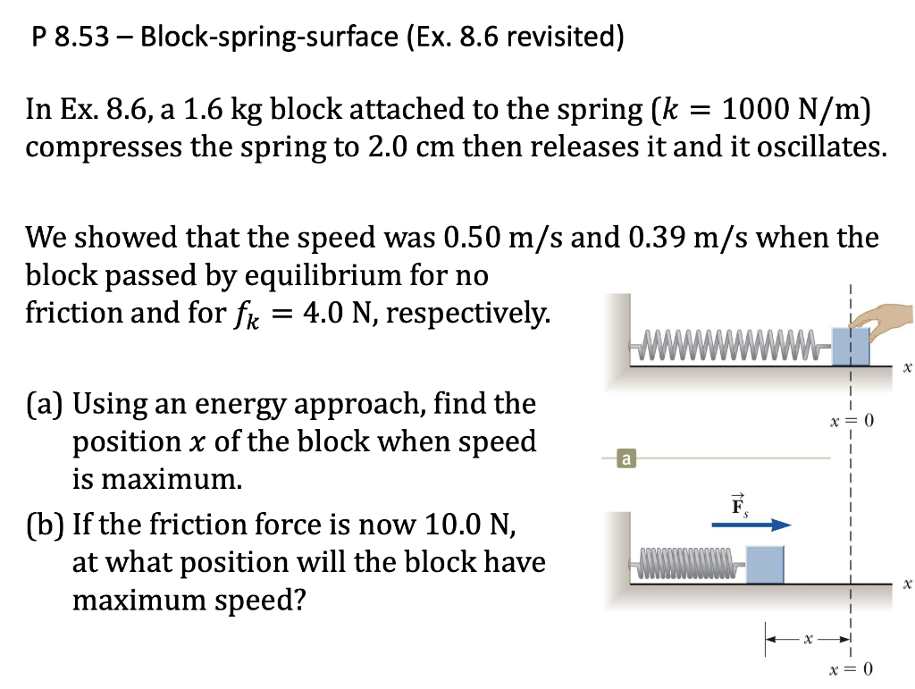 Solved P 8.53 – Block-spring-surface (Ex. 8.6 revisited) In | Chegg.com