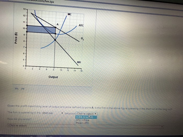 Solved Given the profit-examining level of output and | Chegg.com