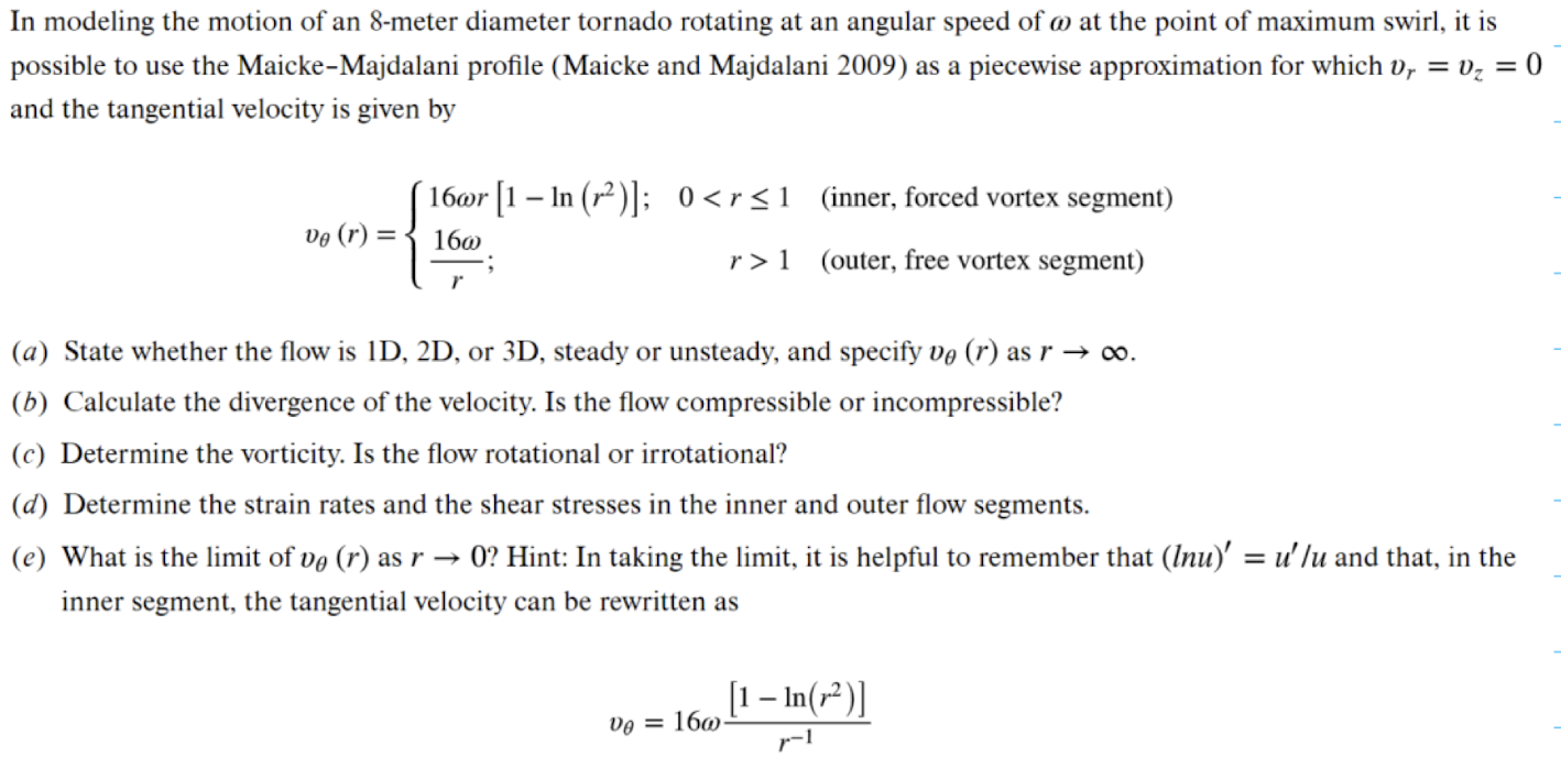 Solved In modeling the motion of an 8-meter diameter tornado | Chegg.com