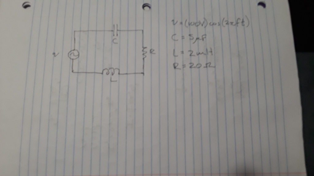 Solved an LRC series circuit has a voltage supply, | Chegg.com