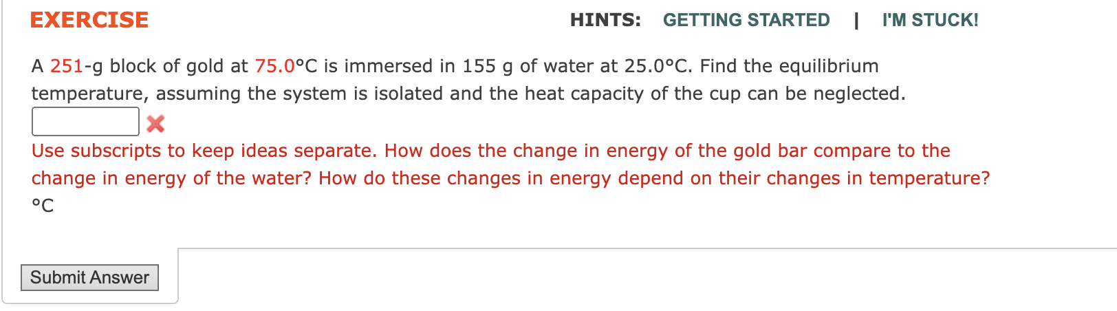 Solved EXERCISE HINTS: GETTING STARTED I I'M STUCK! A 251-g | Chegg.com