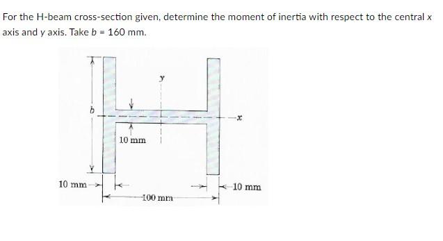 Solved For the H-beam cross-section given, determine the | Chegg.com