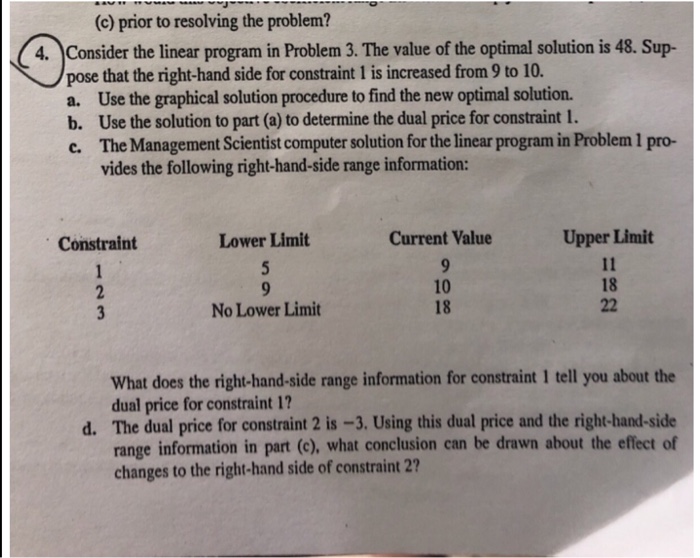 Solved (c) prior to resolving the problem? Consider the | Chegg.com